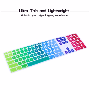 HRH Rainbow Silicone Keyboard Skin Cover for iMac Wired USB Full Size Keyboard with Numeric Keypad A1243(G6 MB110LL/B and MB110LL/A)