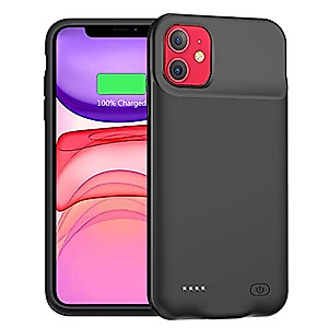 LALKS Battery Case for iPhone 11, Upgraded 7000mAh Portable Protective External Battery Pack Charging Case Compatible with iPhone 11 (6.1 inch) Rechargeable Extended Battery Charger Case (Black)
