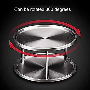 Lazy Susan Turntable Cabinet Organizer, 10.5 Round Stainless Steel Double Layer Turntable Rotating Plate Spice Rack Organizer Kitchen Accessory 10.5x5.9in