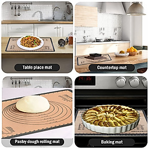 Silicone Baking Mat Set of 6, Non-Stick Food Grade Reusable Baking Sheet Liners Mats for Multi-Size Bakeware,Multi-Purpose Mats for Rolling Dough Making Pastry Cookies Macaroon Pizza by BonGoût.
