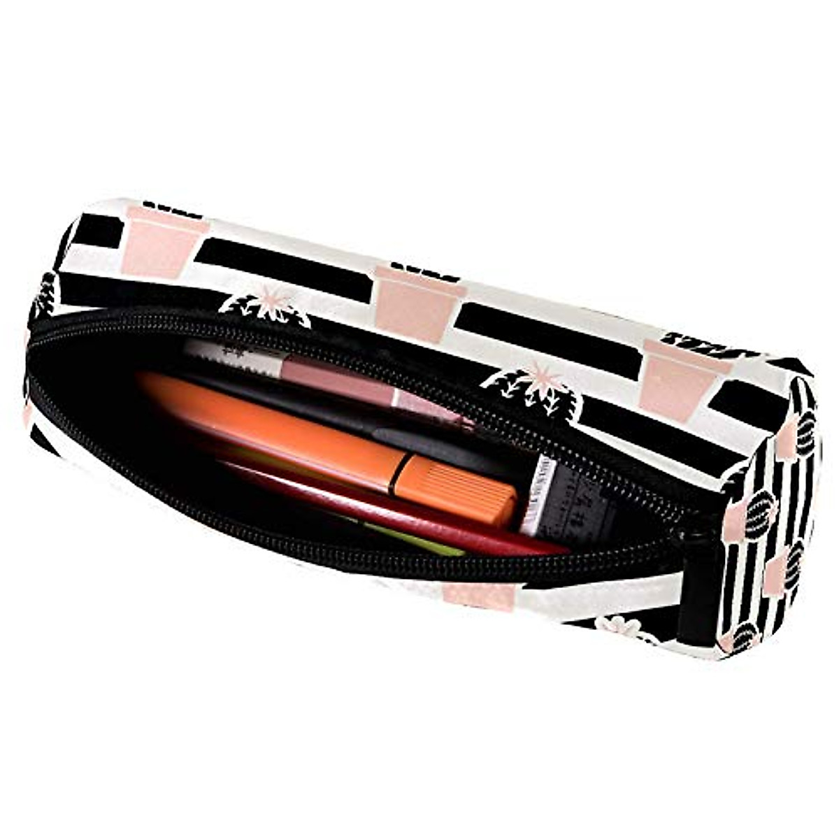 Hand Drawn Cactus Pattern Pencil Bag Pen Case Stationary Case Pencil Pouch Desk Organizer Makeup Cosmetic Bag for School Office