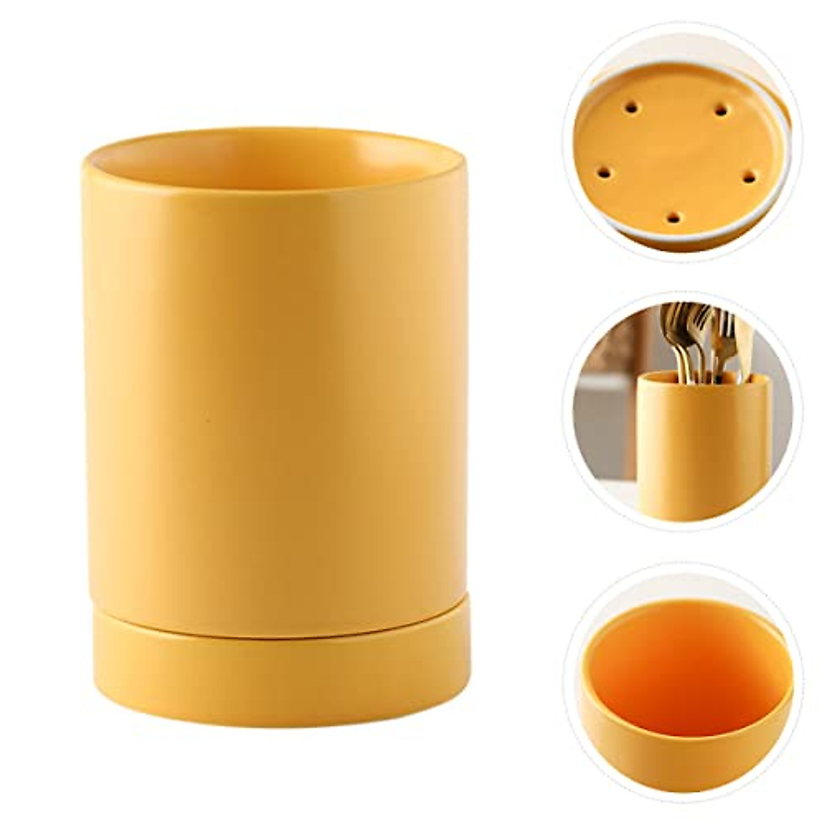 1 Set Storage Multipurpose Home Rest Holder Ceramic Rack Canister Utensil Caddy and Tool Pen Fork Ware Makeup Matte Kitchen Basket Spoons Spatulas with Decoration Counter