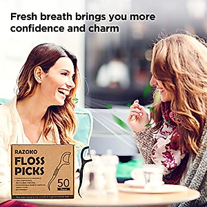 Natural Dental Floss Picks High Toughness Charcoal Toothpicks Sticks-Vegan,Eco-Friendly Sustainable Flossers for Teeth Cleaning (400 Count)