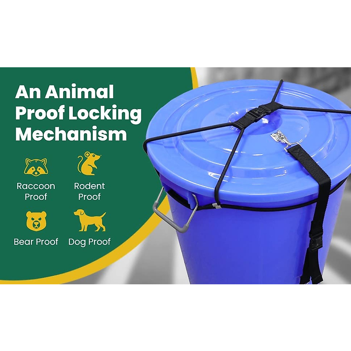 Trash Can Lid Lock - Make a Dog Proof Trash can with Our Garbage Can Lock for Wildlife, Pet & Critter Proof Locking Trash Can - Easy Install Trash Can Lock for Outdoor Garbage Can 40-60 Gallon Bin
