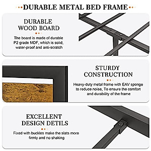 Codesfir Full Size Bed Frames with Wood Headboard and Footboard, Heavy Duty Platform Bed Frame with Storage, No Box Spring Needed, Solid and Stable, Noise Free, Easy Assembly, Vintage Brown