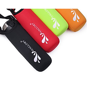 VIVAGLORY Neoprene Water Bottle Holder, Insulated Water Bottle Sling with Adjustable Shoulder Strap, Great for Stainless Steel & Plastic Bottles with 2.8"-3.2" Diameter, Sport & Energy Drinks