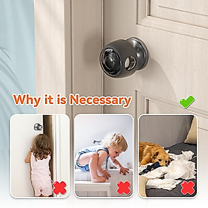 SAFELON 4 Pcs Transparent Safety Door Knob Covers for Toddler, Childproof Door Locks, Easy to Install (Clear-Black)