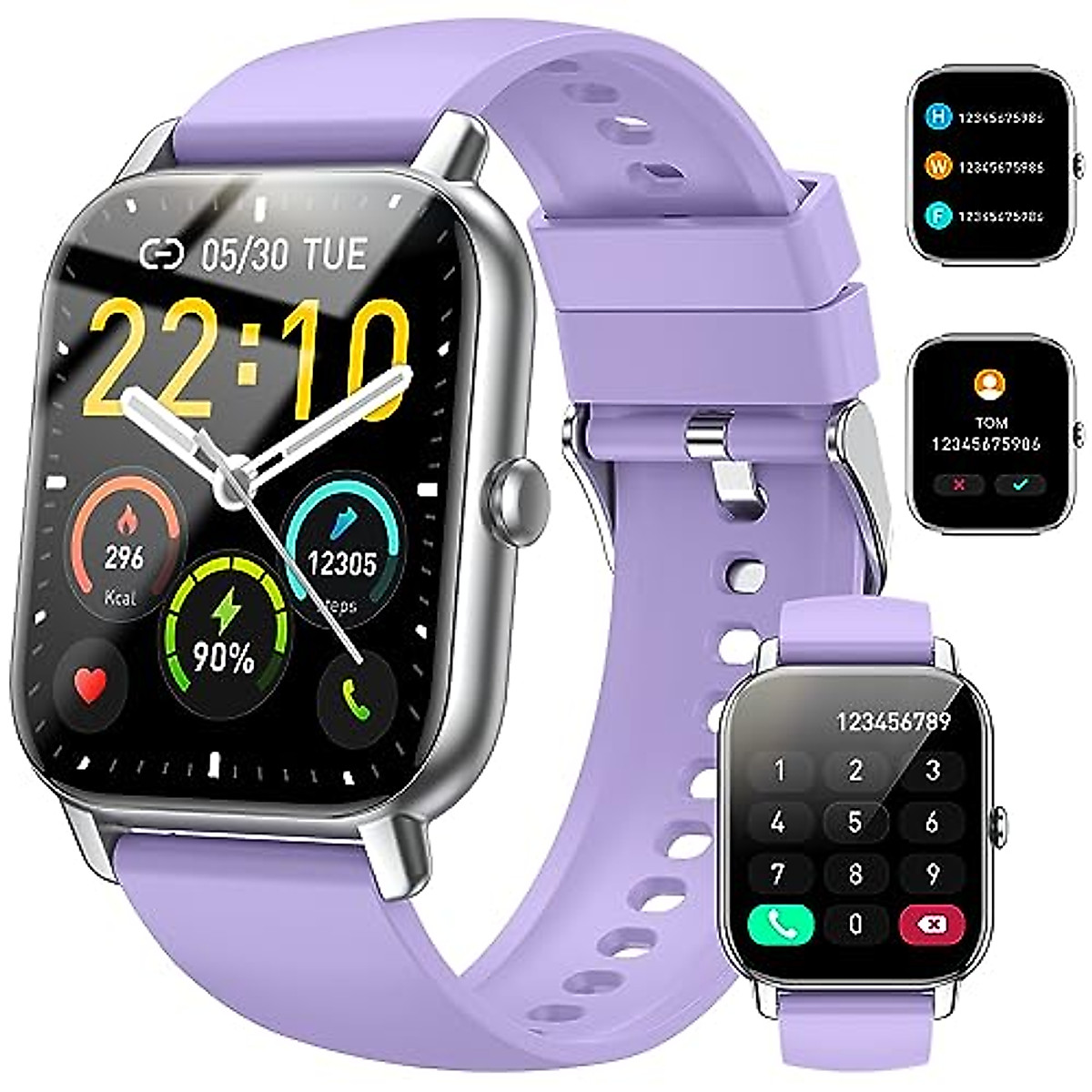 Smart Watch(Answer/Make Call), 1.85" Smartwatch for Men Women IP68 Waterproof, 100+ Sport Modes, Fitness Activity Tracker, Heart Rate Sleep Monitor, Pedometer, Smart Watches for Android iOS, Purple