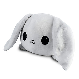 TeeTurtle - The Original Reversible Bunny Plushie - White + Gray - Cute Sensory Fidget Stuffed Animals That Show Your Mood