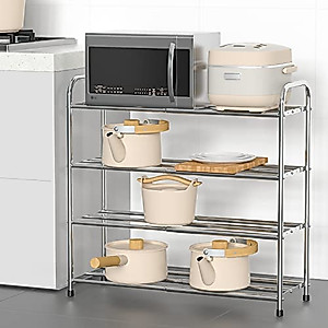 4-Tier Stackable & Expandable Shoe Rack for Closet Adjustable Organizer Storage Stainless Steel Shoe Shelf for Entryway, Bedroom, Dorm Room, Outdoor