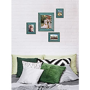 Robhomily 5x7 Picture Frame Blue 2 Pack 5x7 Distressed Wood Frame with Real Glass for Rustic and Farmhouse Home Decor