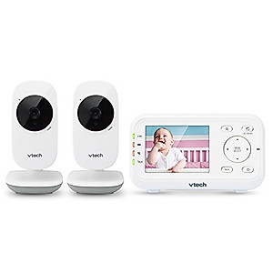 VTech VM3252-2 2.8” Digital Video Baby Monitor with 2 Cameras and Automatic Night Vision, White