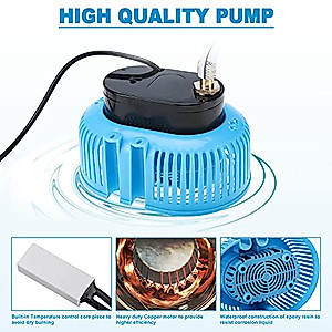 Patioer Pool Cover Pump, 850 GPH Above Ground Swimming Pool Pump Cover, Submersible Water Pump Kit with Drainage Hose Adapters, Water Pump for Pool Draining