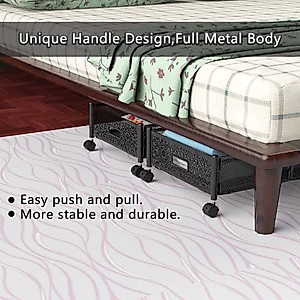 VSTM Toy Storage Box, Toy Chest Organizer for Girls Boys, Large Metal Toy Storage Bins with Wheels & Magnetic Flip-Top Lid, Collapsible Kids Room Basket Storage Containers for Playroom, Nursery (Underbed 1Pack, Black)