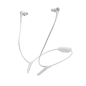 Audio-Technica ATH-CKS550BTWH Solid Bass Bluetooth Wireless In-Ear Headphones with Mic & Control, White
