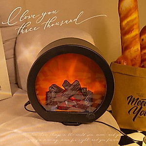 UPQRSG Fireplace Lantern, Soft Light Energy Saving Portable Electric Fireplace Light, USB Rechargeable Simulation LED Flame Light, for Home Decor Christmas Ornament