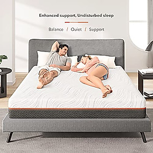 Sweetnight Queen Mattress, 10” Memory Foam Hybrid Mattress in a Box, Individually Wrapped Coils for Motion Isolation, with Moisture Wicking Adaptive Cover, Medium Firm Bed Mattress, Queen Size