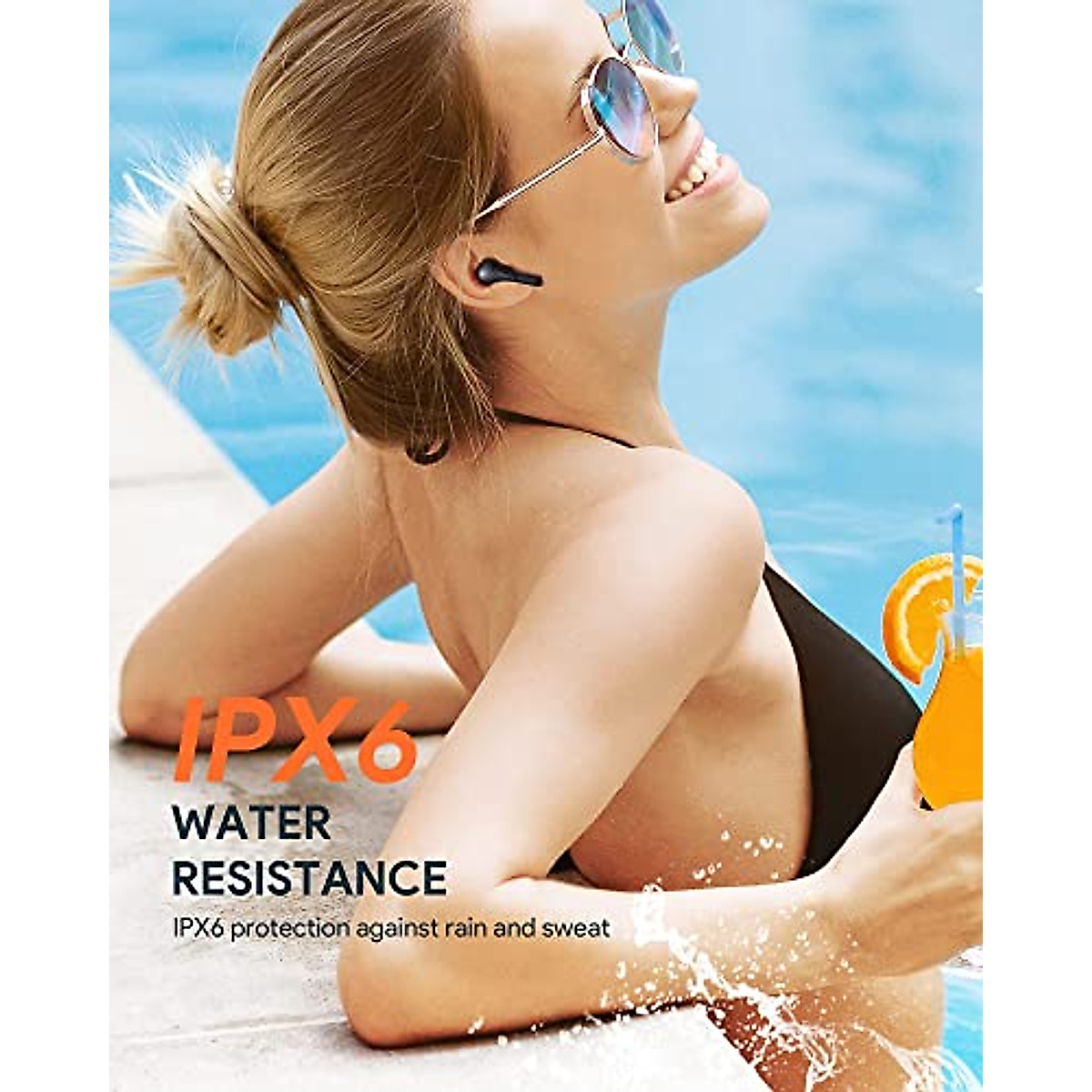 True Wireless Earbuds Noise Cancelling with 4 Microphones, WENKEY Bluetooth 5.3 Headphones for iPhone, Android, IPX6 Waterproof, 50H Playtime, TWS Bluetooth Earphones with Charging Case