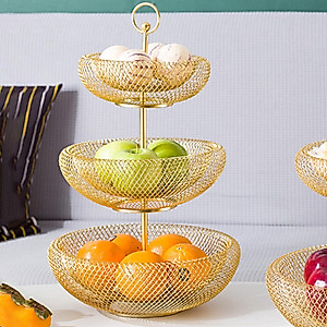 Baoblaze Round Fruit Basket Bowl Holder Vegetable Cake Organizer 3 Tier Countertop Storage Tray for Housewarming, Farmhouse, Table, Counter, Wedding