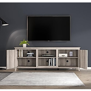 hausway TV Stand with Double Barn Doors, Entertainment Center with Storage Cabinets, Television Stands for TVs up to 80 inches, Modern Farmhouse Furniture for Living Room, Bedroom (Grey)