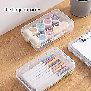 JANEMO Large Capacity Clear Pencil Case, Plastic Pencil Boxes with Lid Snap Closure, Storage Organizer Box Holder, Supply Boxes, 1 Pack
