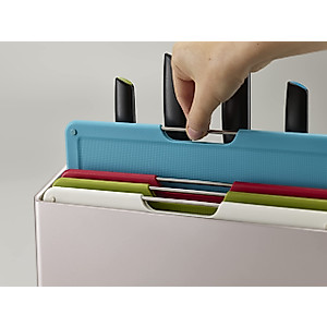 Joseph Joseph Folio Plus, 8-Piece Colour Coded Knife & Chopping Board Set - Multicolour