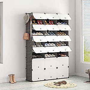 Aeitc 72 Pairs Shoe Rack Organizer Shoe Organizer Expandable Shoe Storage Cabinet Narrow Standing Stackable Space Saver Shoe Rack for Entryway, Hallway and Closet