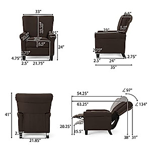GDFStudio Thelma Traditional Fabric Recliner (Coffee)