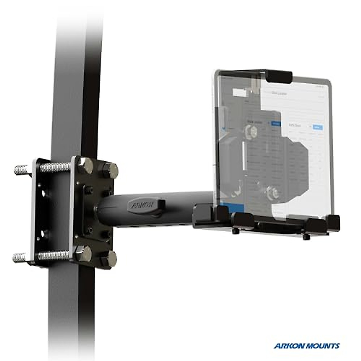 ARKON Mounts - Locking Forklift Tablet Mount with Adjustable Arm | Industrial Strength | Heavy-Duty Design | Adjustable | Boosts Warehouse Efficiency | Easy Install | Fits iPad and Samsung Tablets