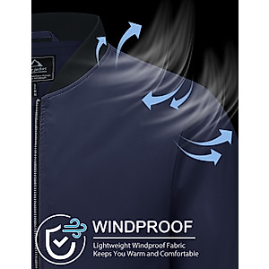 MAGCOMSEN Mens Lightweight Jackets Bomber Jacket Full Zip Light Windbreaker Casual Stylish Golf Jackets Navy 2XL