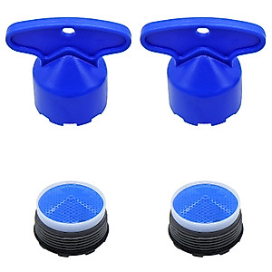 Jersvimc 4Pcs(2 Set) M21.5 Cache Faucet Aerator with Key Removal Wrench Tool, Bathroom Water Faucet Aerator Adapter Replacement Parts Water Flow Restrictor for Faucet Kitchen