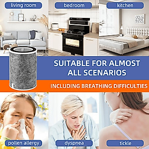 HP202 HP201 Replacement Filter for Shark HP200 Series Air Purifier HP201 HP232 HP302 HC502,3-in-1 True HEPA High-Efficiency Activated Carbon Filter,Part #HE2FKBAS,HE2FKBASMB,HE2FKPET,2 Pack