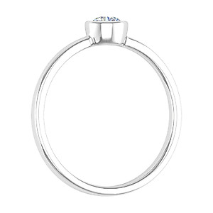 FINEROCK 1/4 Carat Bezel Set Diamond Solitaire Engagement Ring Band in 10K White Gold (Ring Size 7)