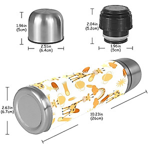 Stainless Steel Leather Vacuum Insulated Mug Giraffe Thermos Water Bottle for Hot and Cold Drinks Kids Adults 16 Oz