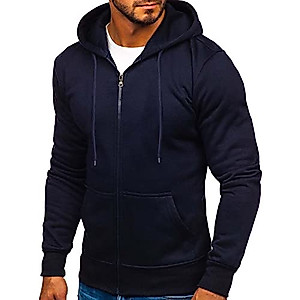 UQGHQO 2023 Men's Fashion Hoodies And Sweatshirts Lightweight Warm Solid Color Long Sleeve Padded Hooded Pullover Sweater With Pockets Men's Sweatshirts