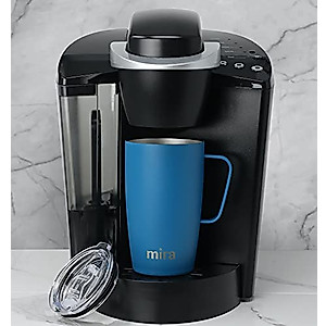 MIRA 18 oz Insulated Coffee Mug - Stainless Steel Travel Cup with Easy-Grip Handle - Car Cup Holder Compatible - Iris