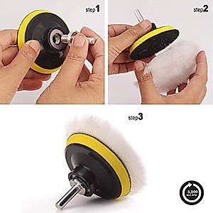 Makitoyo 3-inch Car Foam Drill Polishing Pad Kit for Car Sanding, Buffing, Polishing, Waxing, Sealing Glaze (18 Pads+2 Drill Adapters+2 Suction Cups), 22pieces 3-inch Buffing Pad Set