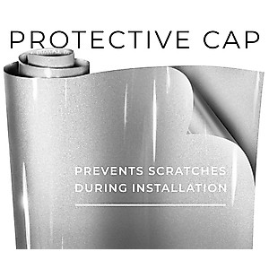 VViViD+ Ultra Gloss Silver Metallic Vinyl Car Wrap Premium Paint Replacement Film Roll with Nano Air Release Technology, Stretchable Protective Cap Liner, Self Adhesive, Indoor Outdoor (1ft x 5ft)