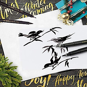 Fhyhej Hand Lettering Pens,Calligraphy Pen,Refillable - 4 Size(8 Pack),for Beginners Writing,Water Color Illustrations,Multiliner, Sketching,Art Drawing Illustration,Art Marker Set