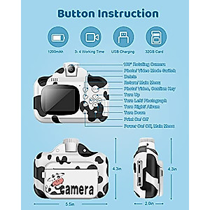 Instant Print Camera for Kids, Kids Selfie Digital Camera with 1080P Video Recorder 32G SD Card Toys for Age 3 4 5 6 7 8-10 12 Toddler Boys and Girls - White (SD Card Inserted)