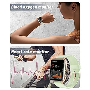 GRV Smart Watch for iOS and Android Phones (Answer/Make Calls), Watches for Men Women IP68 Waterproof Smartwatch Fitness Tracker Watch with Heart Rate/Sleep Monitor Steps Calories Counter (Aqua-Gold)