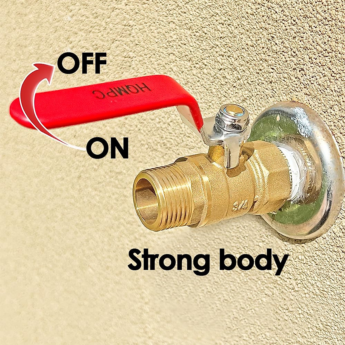 HQMPC Garden Hose Shut Off Valve Ball Valve 3/4" GHT Water Hose Shut Turn Off Valve Heavy Duty Hose On Off Valve Brass Shut Off Valve Hose Ball Valve 1Pc Long Handle