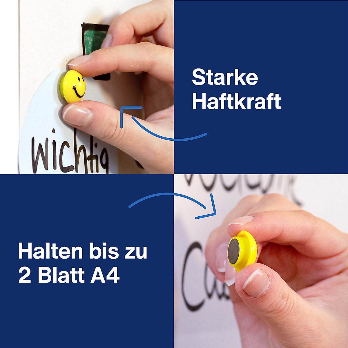 magnetoplan Smiley Face Magnets Diameter 40 mm Pack of 6, Yellow/Black