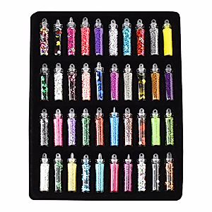Homeford Assorted Mini Craft Glitter and Sequins Vials, 2-Ounce, 40-Piece