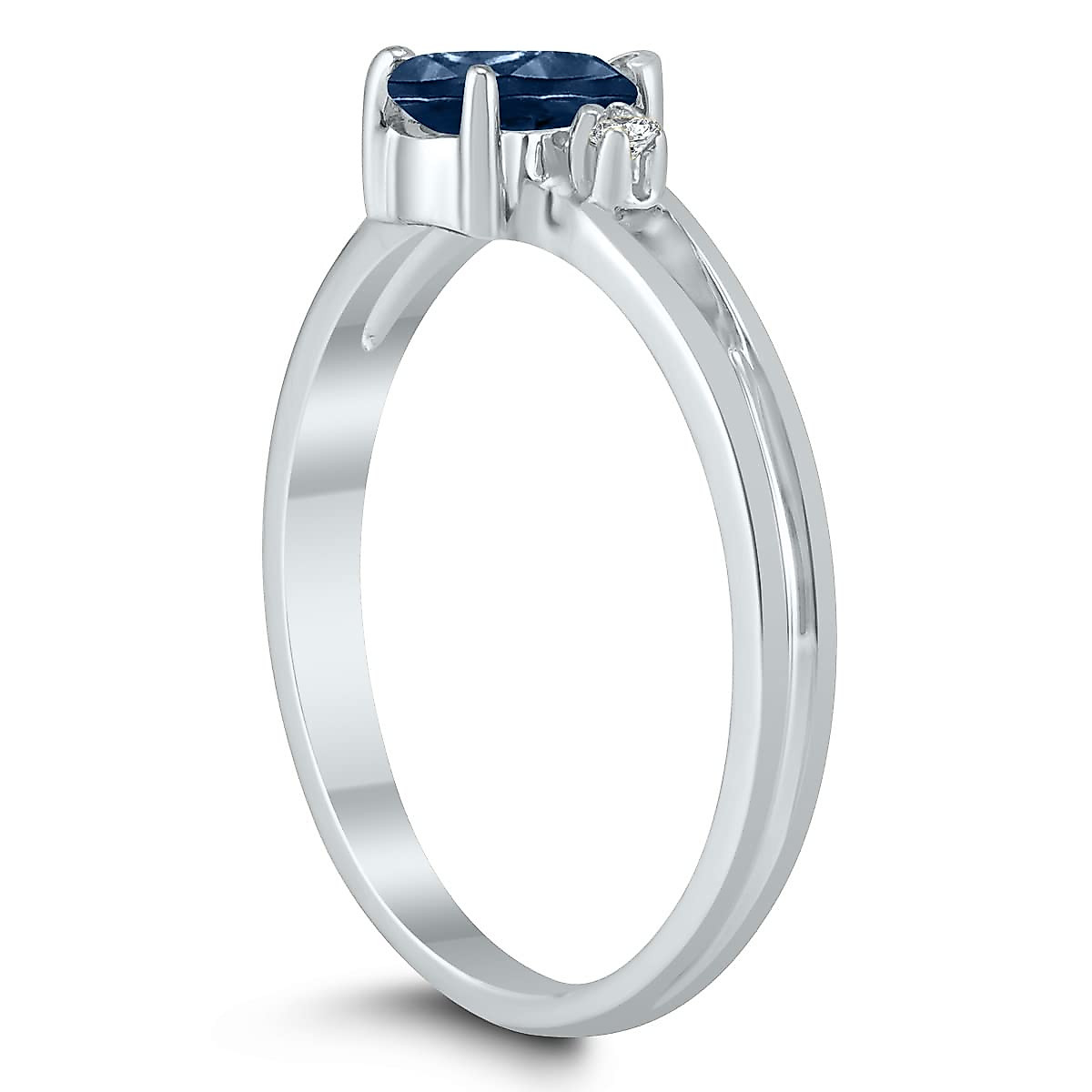 6X4MM Sapphire and Diamond Pear Shaped Open Three Stone Ring in 10K White Gold