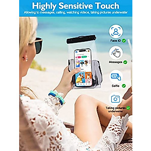 2 Pcs Large Waterproof Phone Pouch Up to 6.9", Floating Dry Bag for iPhone 14 13 12 11 Pro Max Galaxy S22 S21 Large Capacity Waterproof Bag Sunglasses Storage Dry Pouch for Swimming Rafting Boating