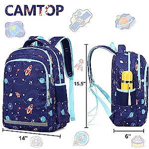 CAMTOP Preschool Backpack for Kids Boys Girls Toddler Backpack Kindergarten School Bookbags (Age 3-8,Rocket Planet)