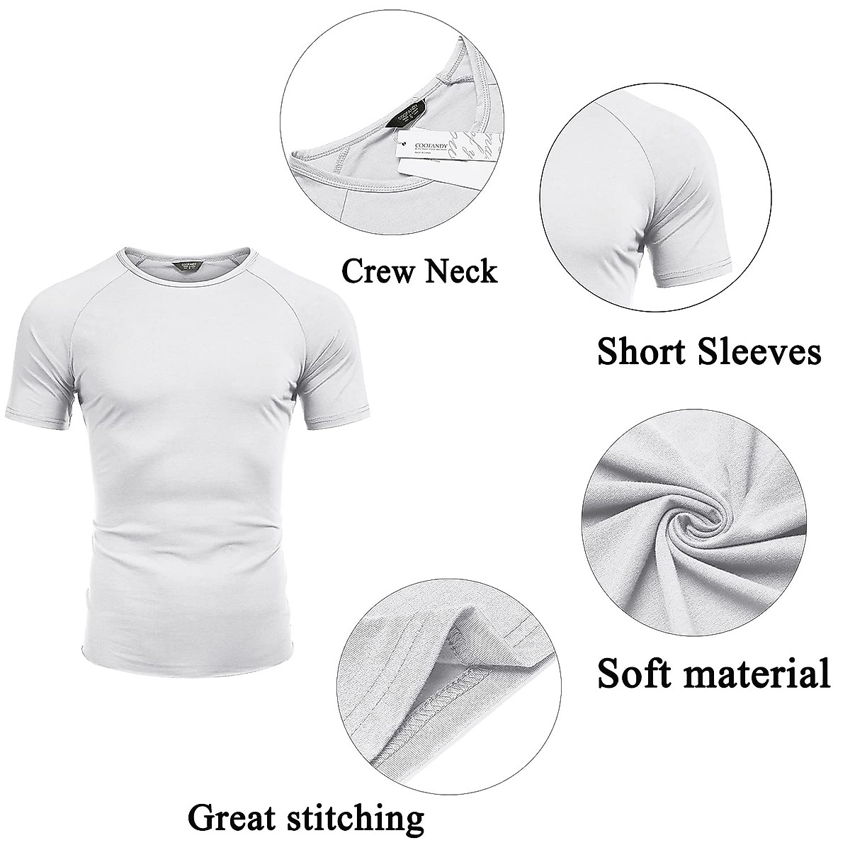 COOFANDY Men's 3 Pack Workout T Shirts Short Sleeve Gym Bodybuilding Muscle Shirts Base Layer Fitness Tee Tops