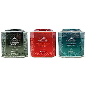 Harney & Sons Historic Royal Palaces Black Tea Collection Set of 3 - Victorian London Fog, Royal English Breakfast, & Earl Grey Imperial