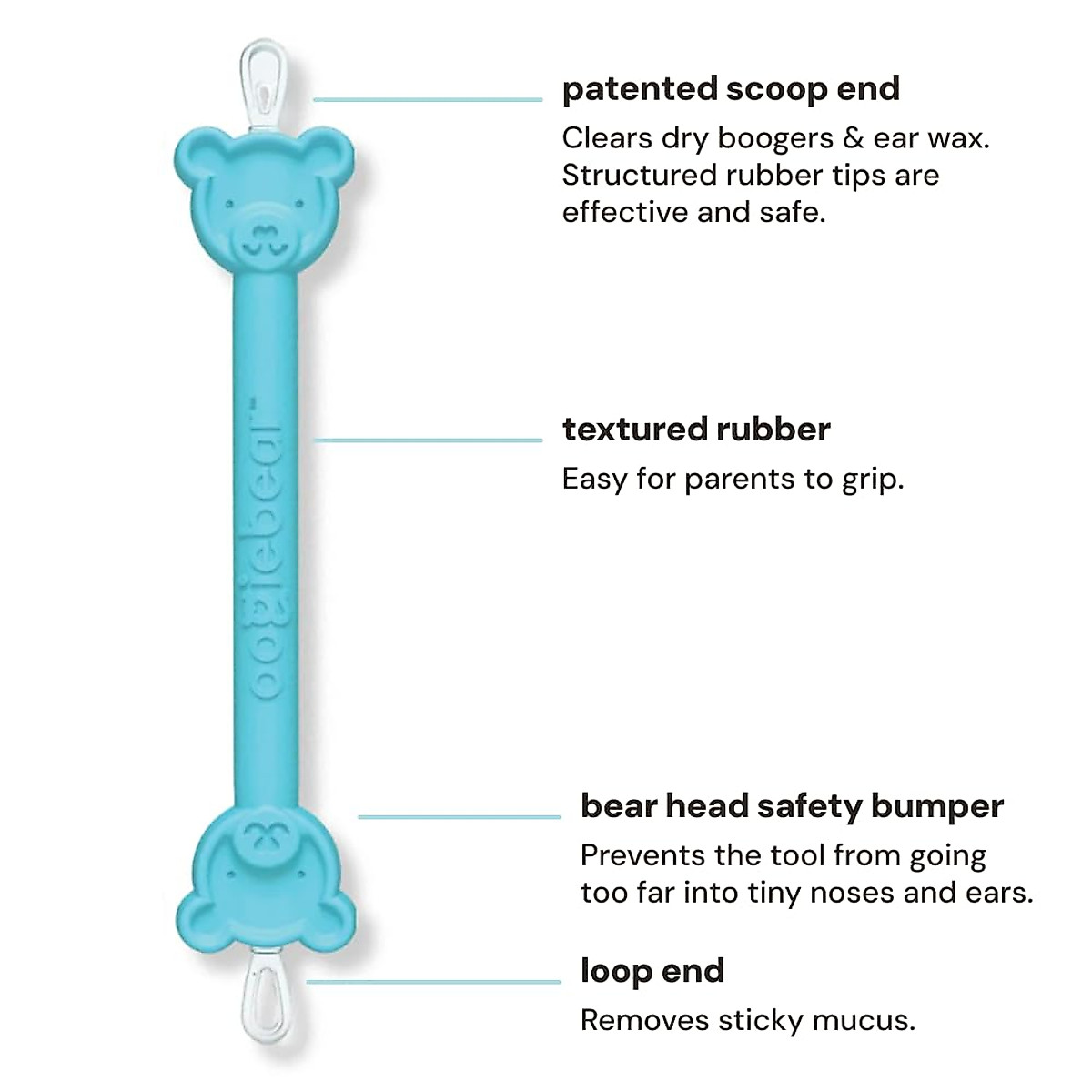 oogiebear - Nose and Ear Gadget. Safe, Easy Nasal Booger and Ear Wax Remover for Newborns, Infants and Toddlers. Dual Earwax and Snot Remover. Aspirator Alternative